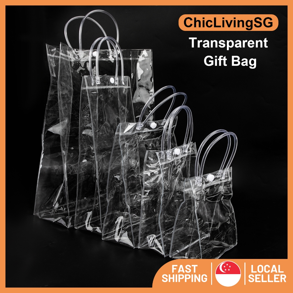 (SG)Transparent PVC Bag With Handle Clear Handle Bag Gift Bag / Tote ...