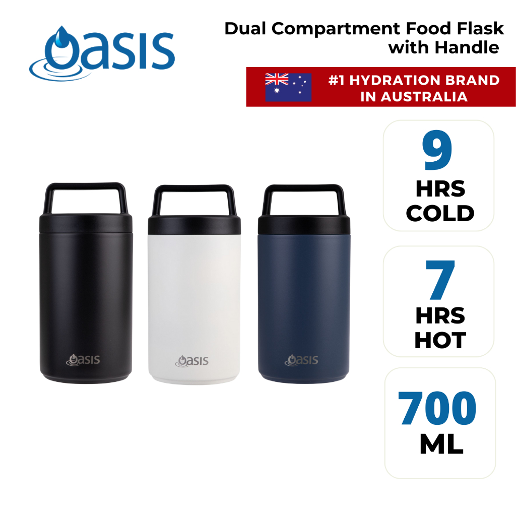 Oasis Stainless Steel Insulated Dual Compartment Food Flask with Handle ...