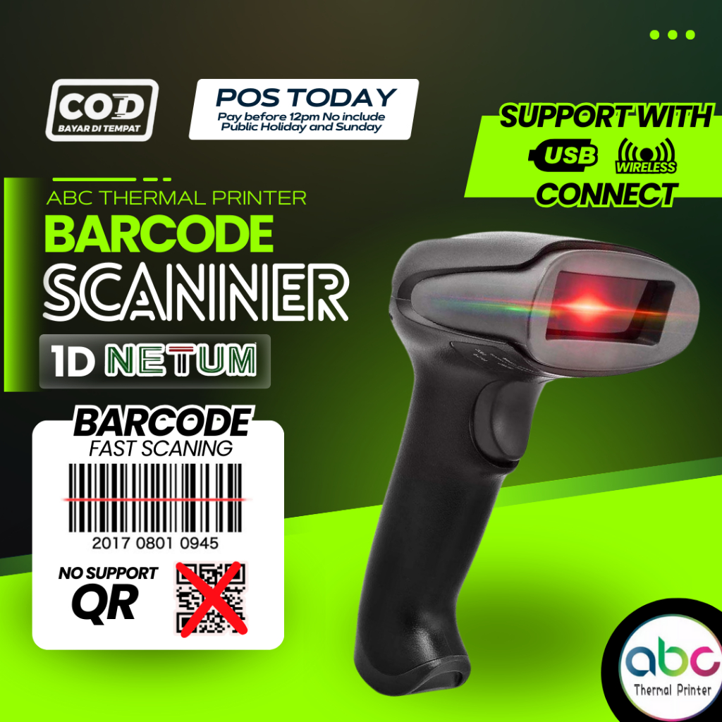 Netum 1D Barcode Scanner Usb Wired/Wireless(With Charges Cable) Pos ...