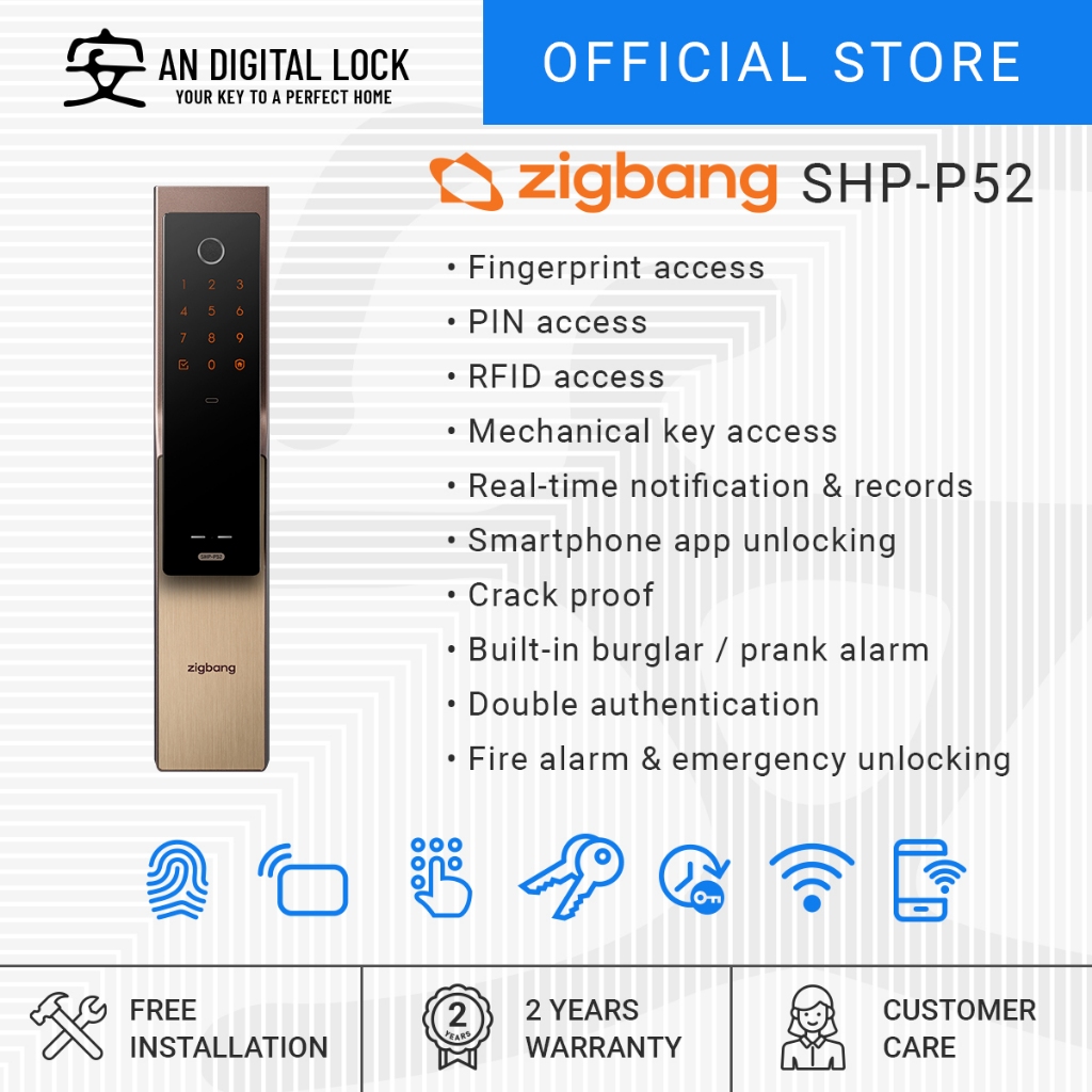 Zigbang SHP-P52 Digital Door Lock | AN Digital Lock | Shopee Singapore