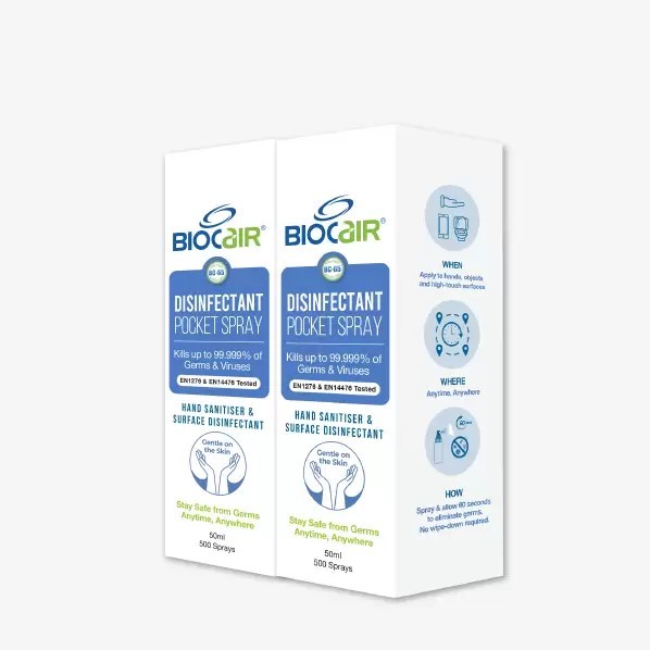 BioCair Disinfectant Spray 50ml x2 (Twin Pack) | Shopee Singapore
