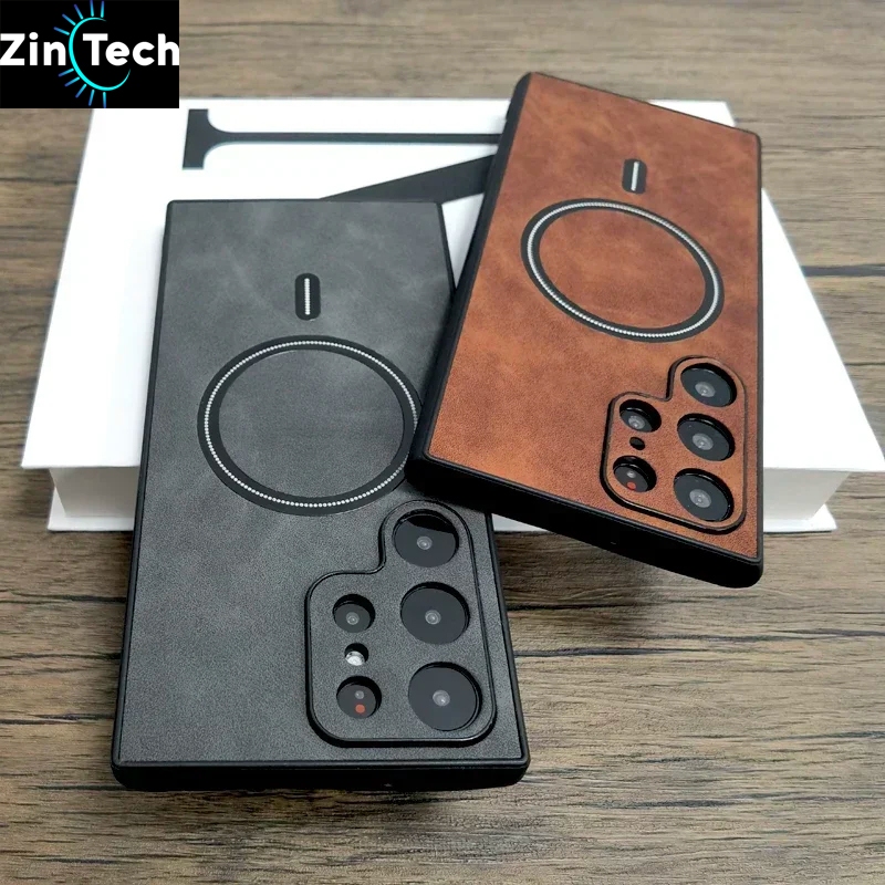 [ZINB30] Luxury Matte Leather Case for Samsung Galaxy S25 S24 S22 S23 S21 Ultra S24 S25 Plus ...