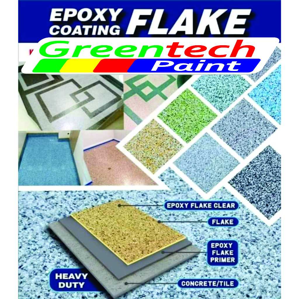 FULL SET Epoxy Colour Flake Coating Toilet Kitchen Floor Tile Leaking Waterproof ( FREE TOOL ...
