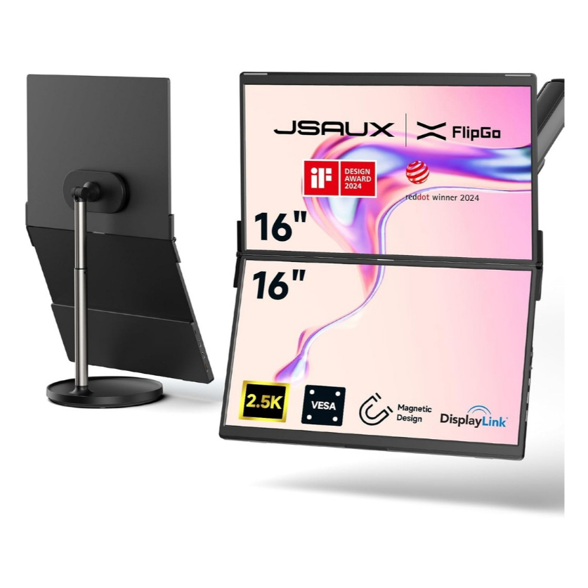JSAUX FlipGo 16" Pro 2.5K Dual Screen Portable Monitor Laptop Screen ...