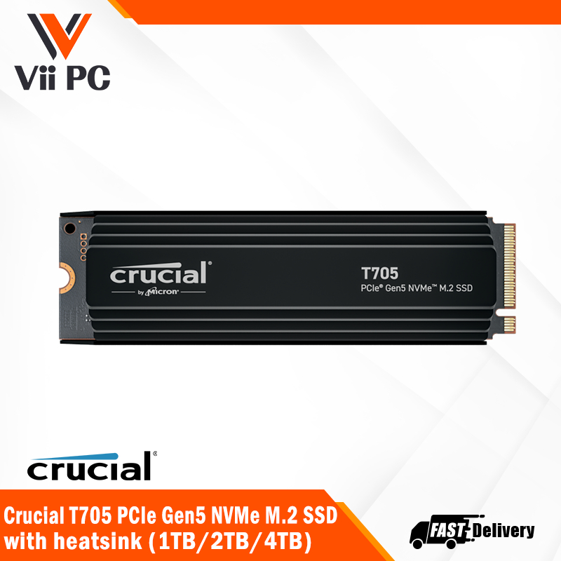 Crucial T705 (1TB/2TB/4TB) PCIe Gen5 NVMe M.2 SSD with heatsink | Shopee Singapore