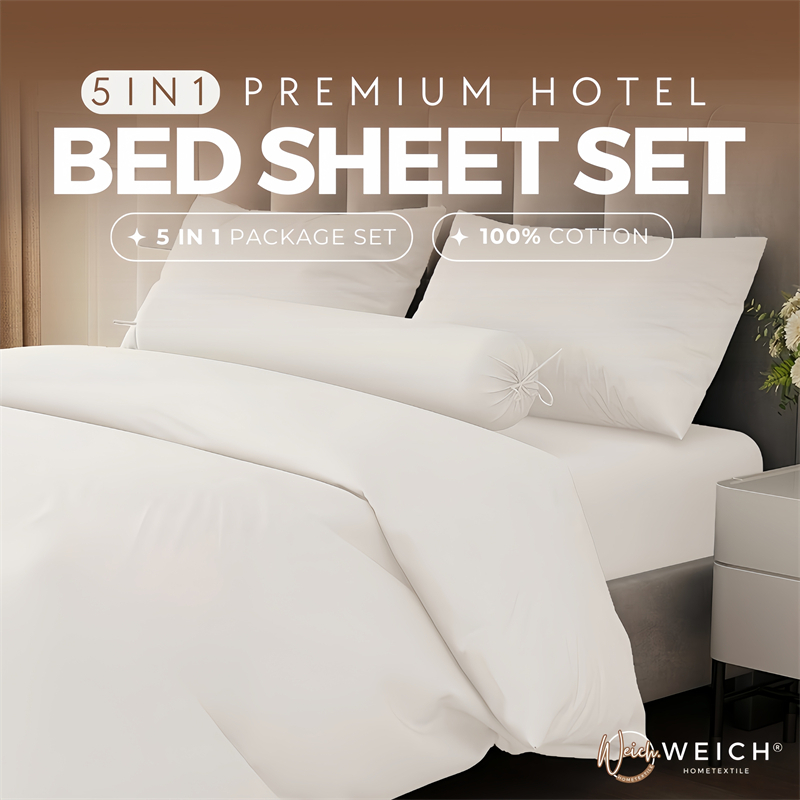 WEICH 890TC White Bedsheet Set With Quilt Cover Premium Hotel Fitted ...