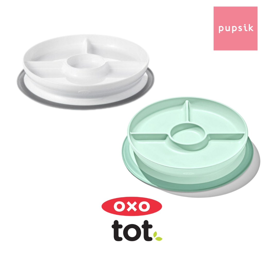 Oxo Tot Stick & Stay Suction Divided Plate (3 Colours) | Shopee Singapore