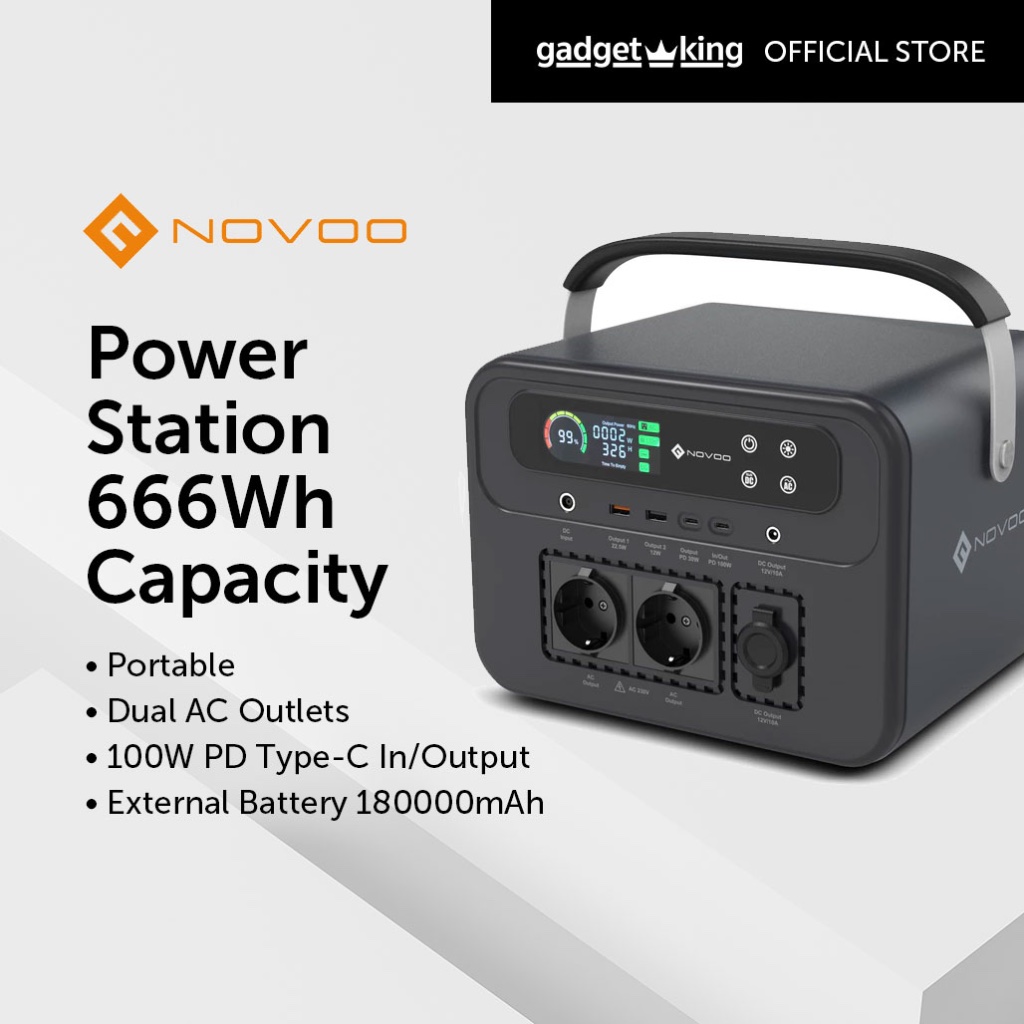 [NOVOO] Portable 700W AC Power Station | 666Wh/180000mAh Capacity ...