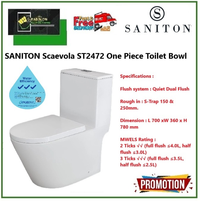 SANITON Scaevola ST2472 One Piece Toilet Bowl | Shopee Singapore