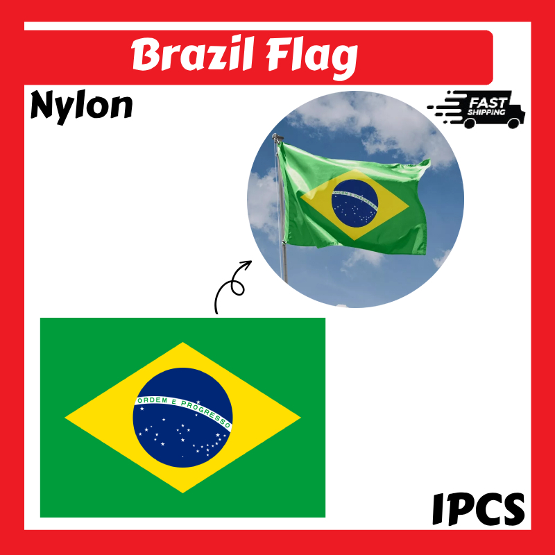 Brazil National Flag / 3x5ft 90x150cm / Brazil Flag / Bendera Negara ...