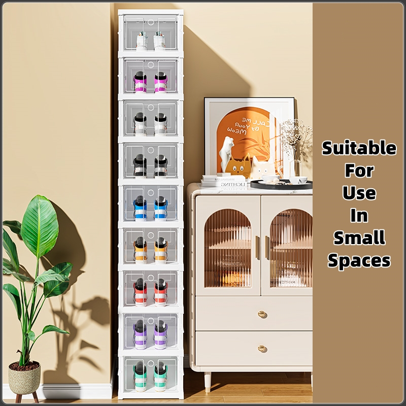 [SG Stock]Foldable Shoe Box Cabinet Installation Free Shoe Storage ...