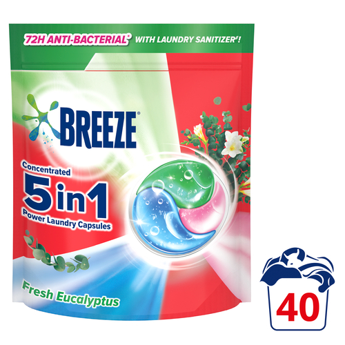 Breeze Laundry Capsules 5-in-1 Fresh Eucalyptus (40 pcs) | Shopee Singapore