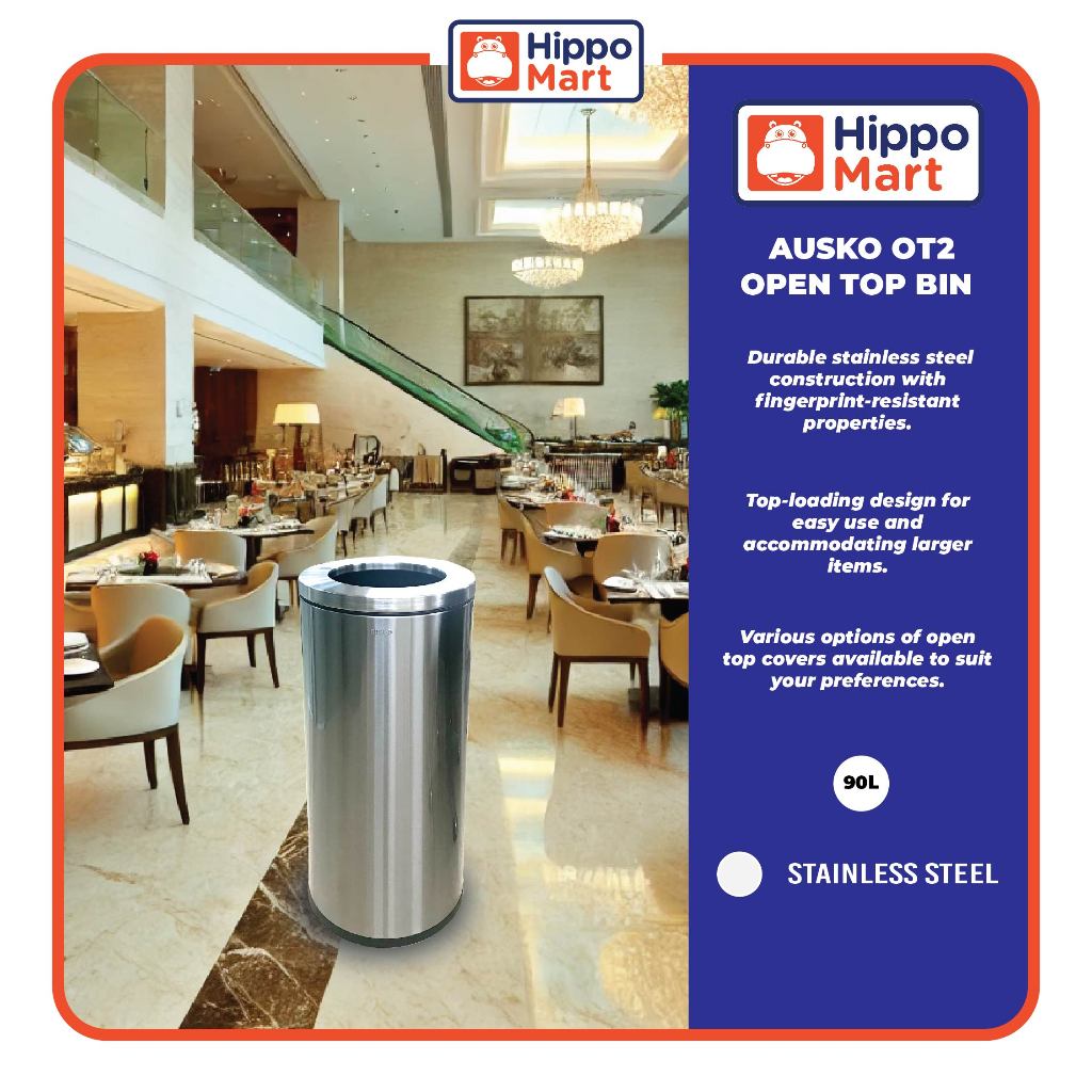 OT2 Dustbin | 90L | Rubbish Bin | Lobby Bin | Open Top Bin | Garbage ...