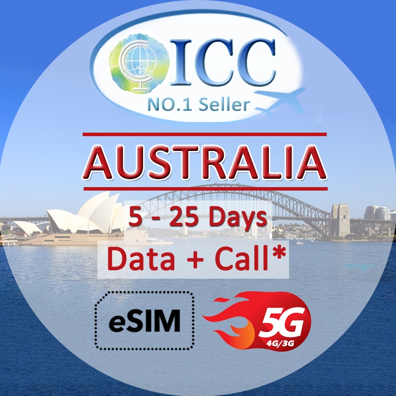 [ICC eSIM] Australia 5-20 Days Data+ SMS Support TT /Unlimited Data ...