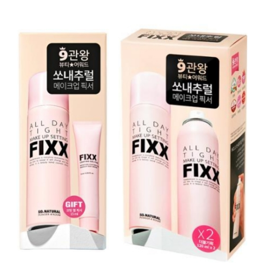 【So Natural】ALL DAY TIGHT MAKEUP Fixer SETTING FIXX 75ml + Coating Gel Fixer 15ml OR 120ml ...