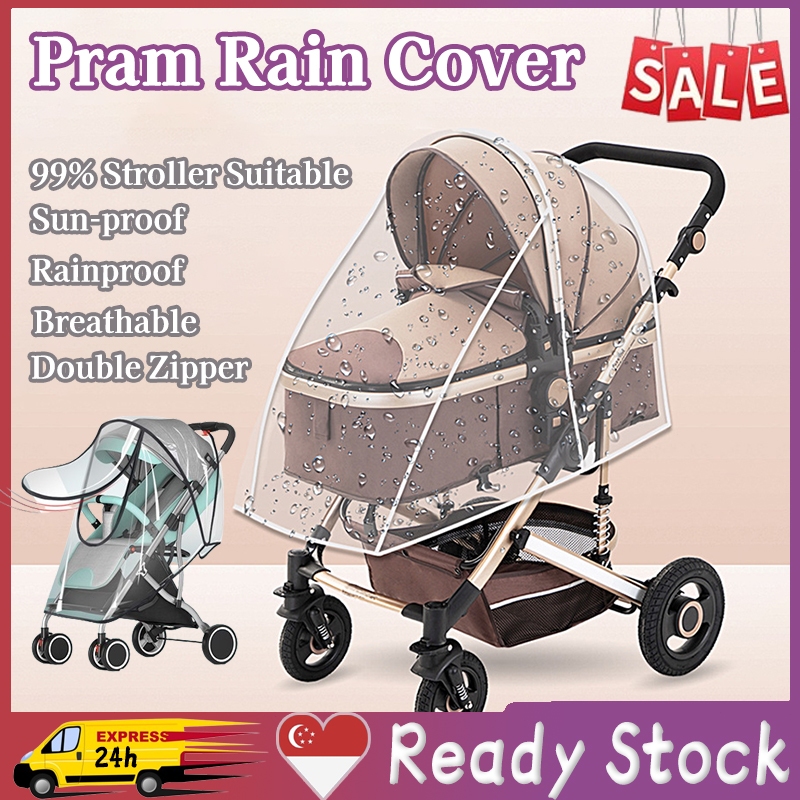 SG-Stock Universal Baby Stroller Pram Rain Cover Wind Dust Shield Sun ...