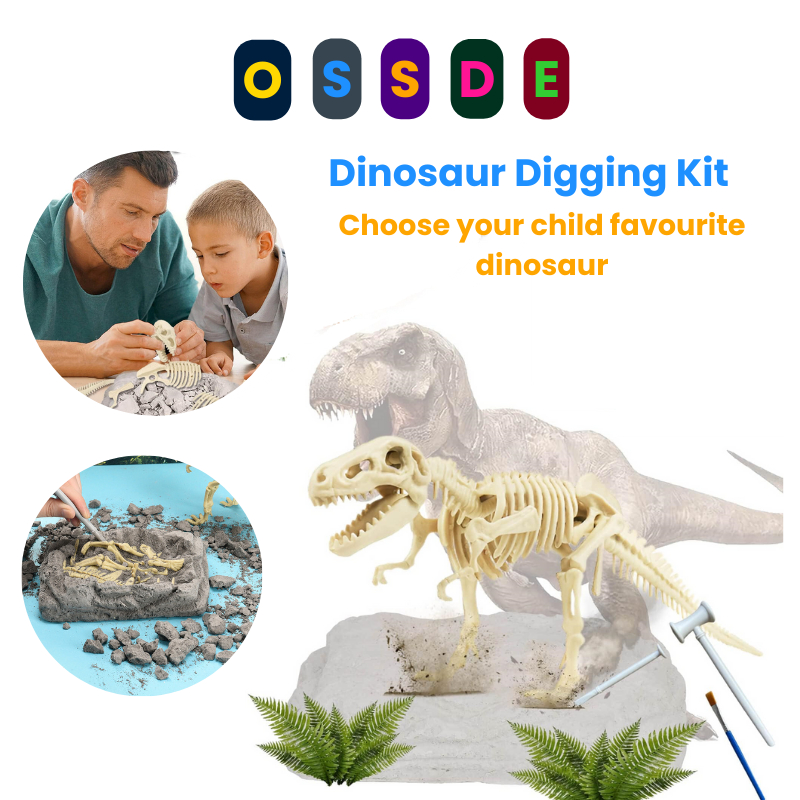 OSSDE Dinosaur Digging Kit Toy Child Fossil Skeleton Dinosaurs Model ...