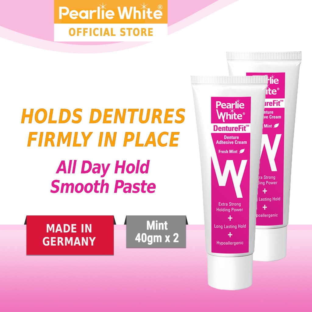 [Bundle of 2] Pearlie White DentureFit Denture Adhesive Cream 40g ...