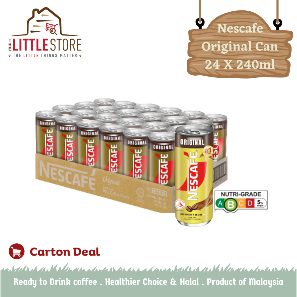 [Carton Deals] Nescafe Original Can Drink with Low Fat Milk 24 cans X ...