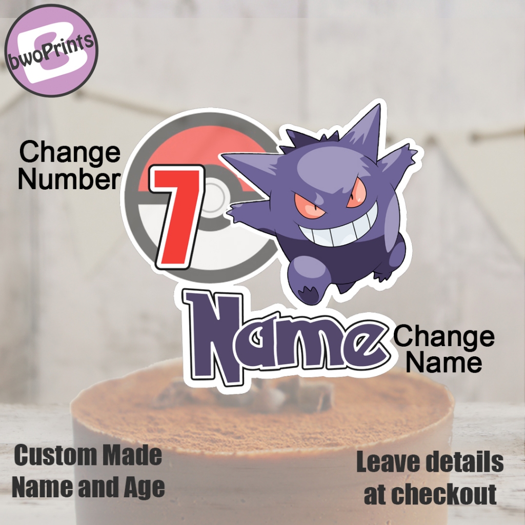 Pokemon Cake Topper Birthday Cake Cupcake Banner Pikachu Ash Gengar ...