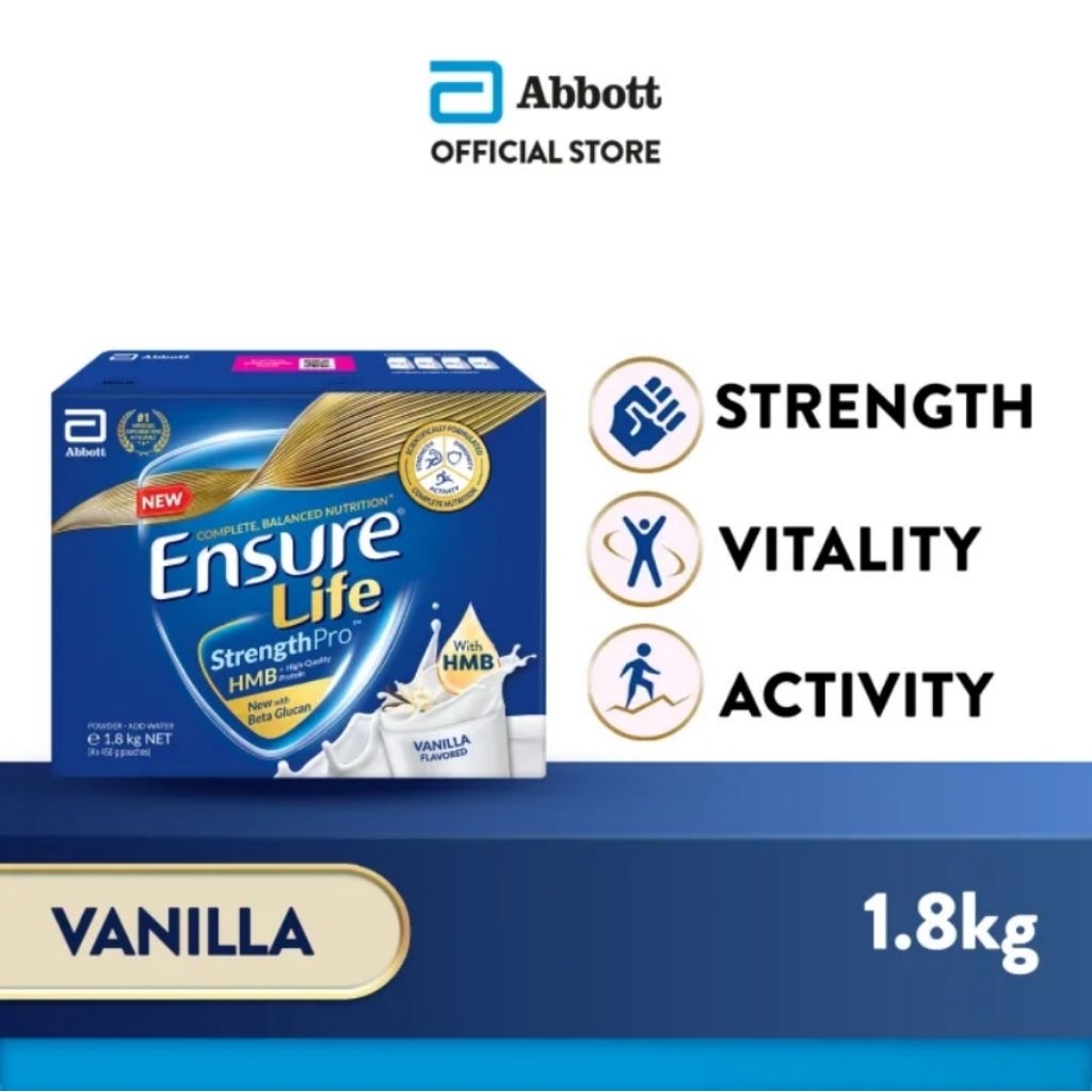 ENSURE LIFE Adult Nutrition Milk LOW LACTOSE [1.8 Kg] VANILLA (4 x 450 ...