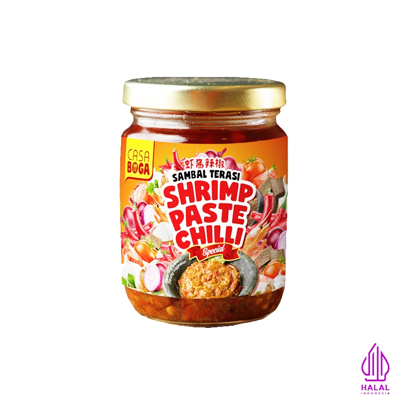CASA BOGA Sambal Belacan Shrimp Paste Chilli Sambal Terasi Halal 230g Indonesian Spicy Premium ...
