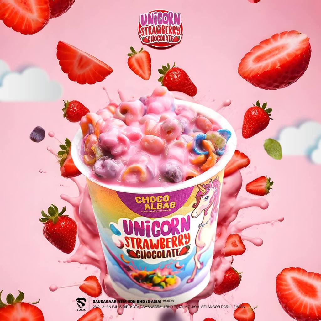 Choco Albab Unicorn Strawberry Chocolate Mini Tub Pink (85g) | Shopee ...