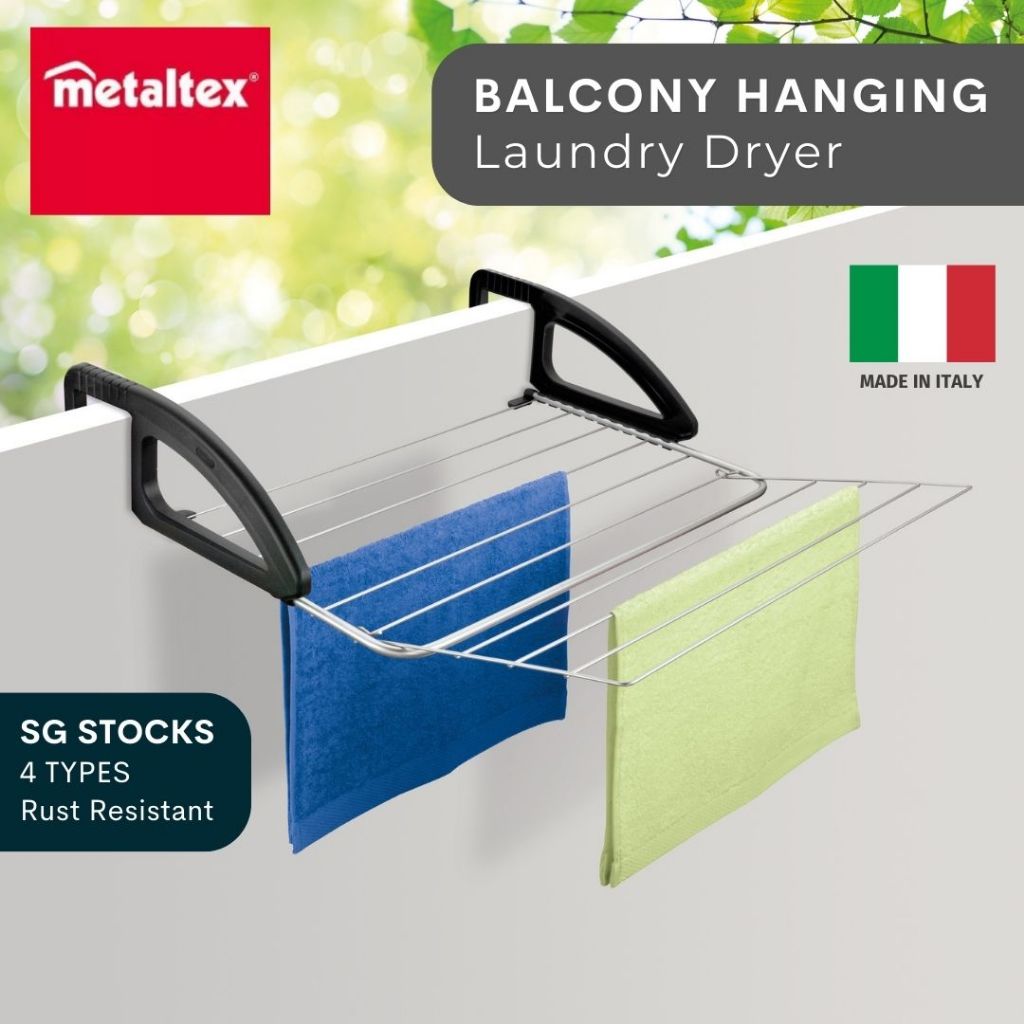 SG Metaltex Balcony Hanging Laundry Dryer Rack With Folding Wing Bries ...