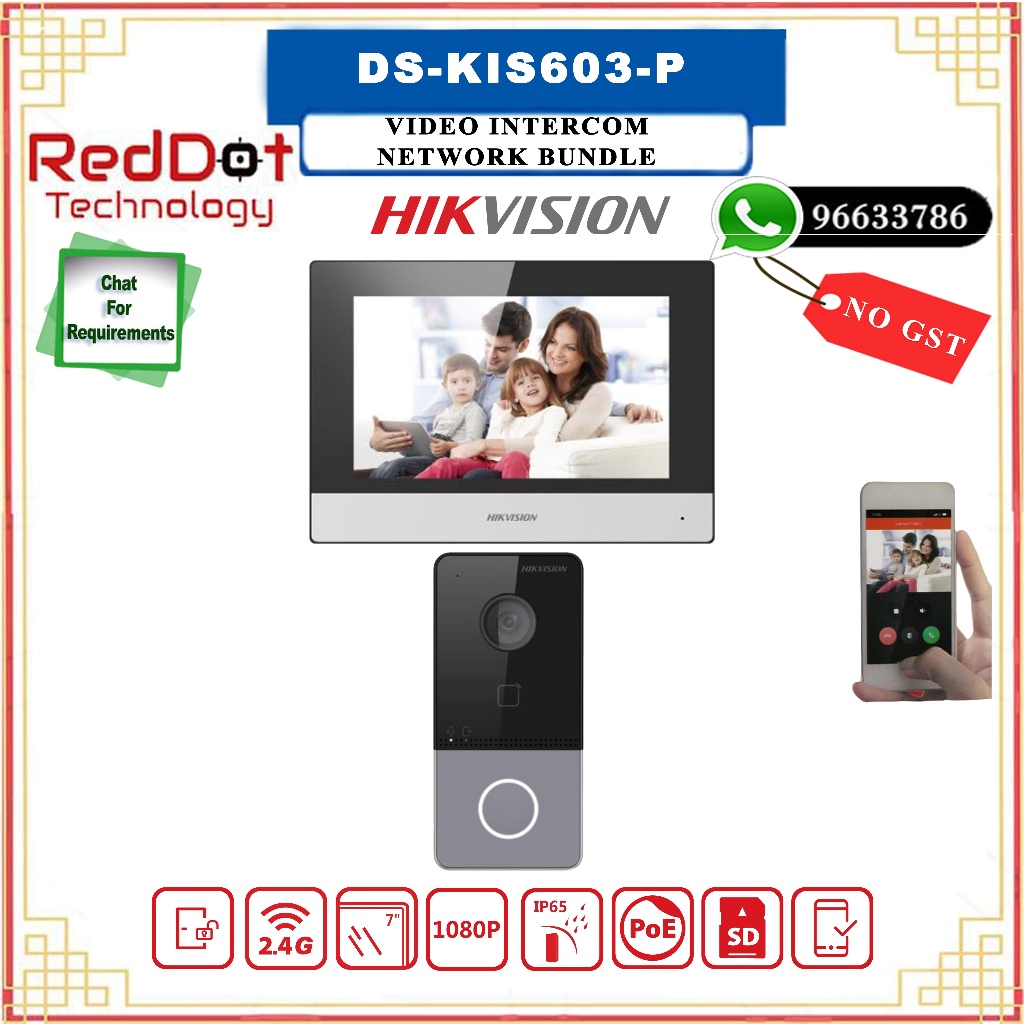 HIKVISION DS-KIS603-P Video Intercom Network Bundle (Local SG Seller ...