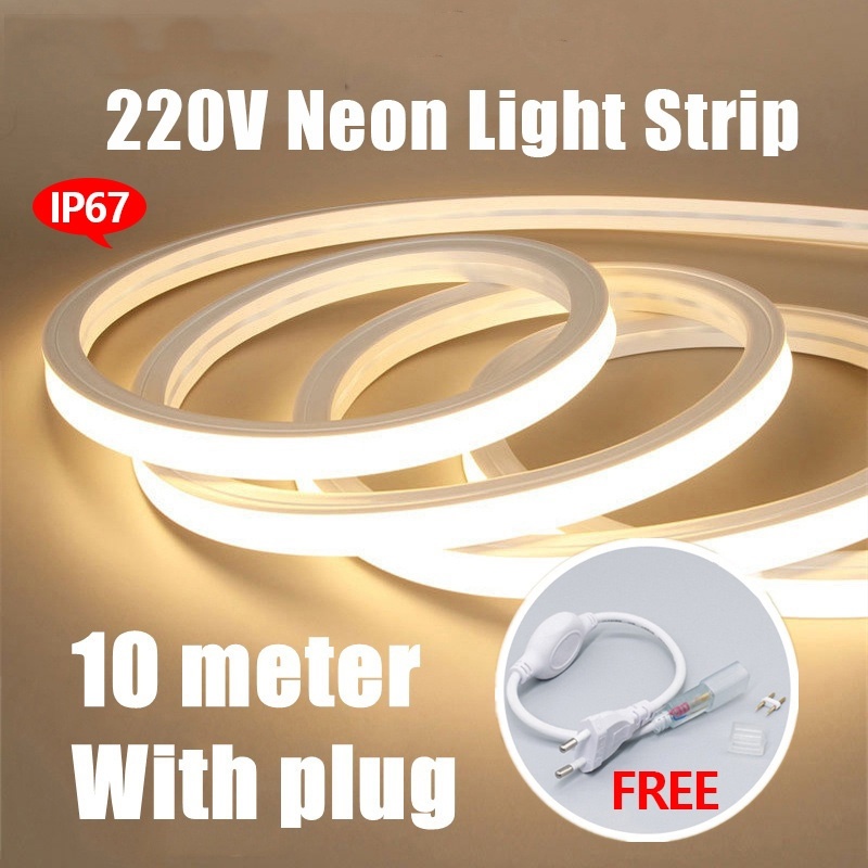 DIY Waterproof 220V Flexible LED Neon Silicone Strip [With EU Plug ...