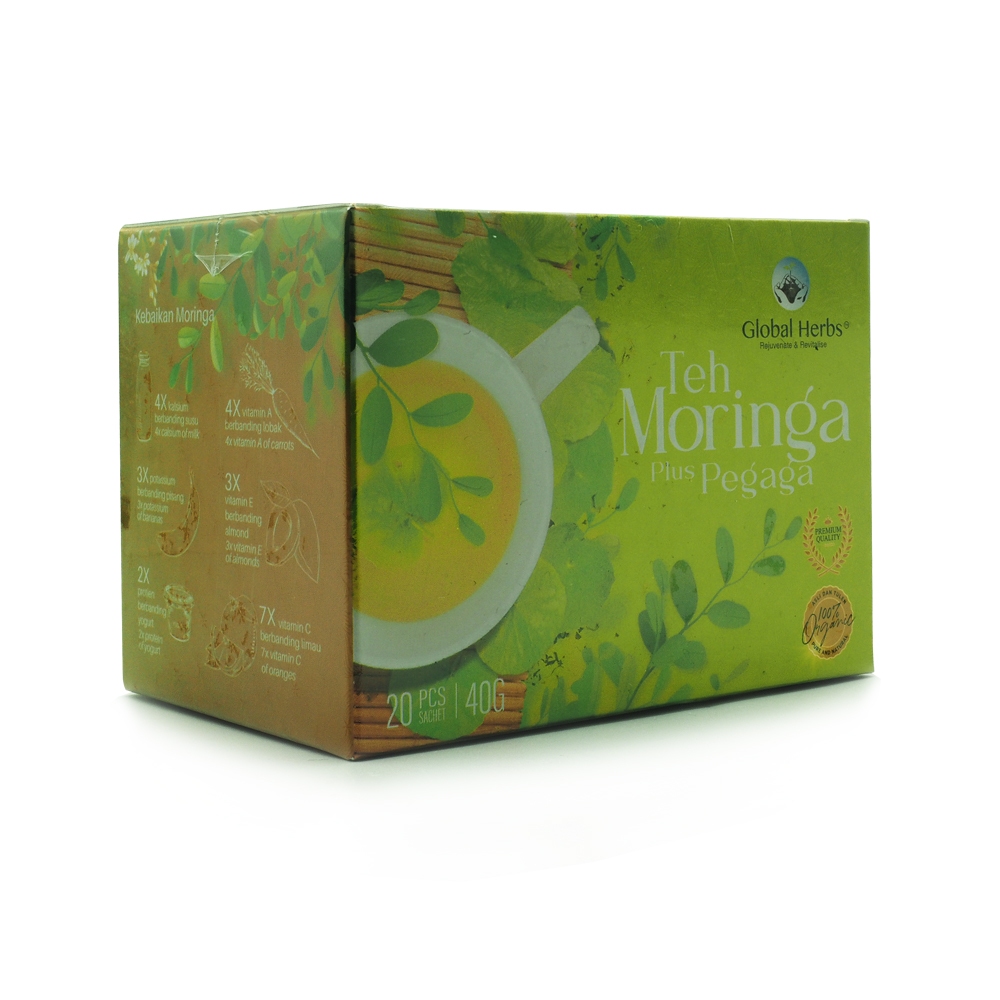 Global Herbs, Teh Moringa Plus Pegaga, 20 sachets x 40 g | Shopee Singapore