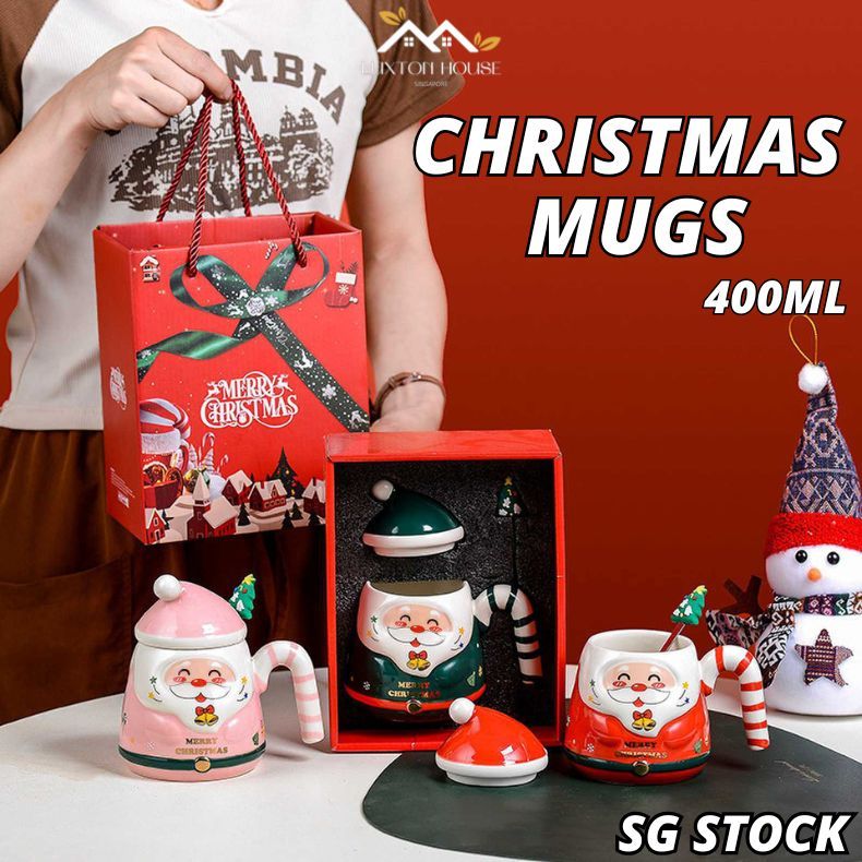 {SG} Christmas Ceramic Mug with Gift Box Santa Claus Ceramic Mugs with ...
