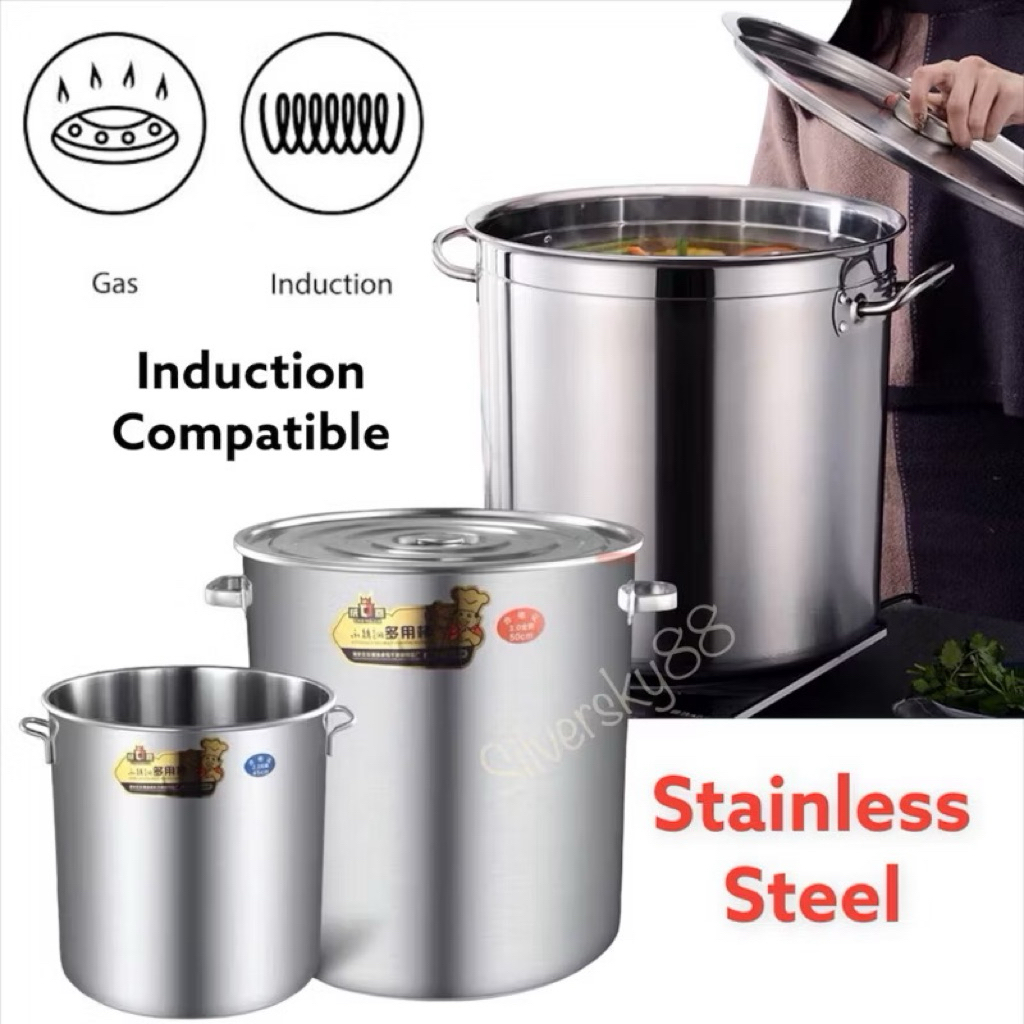 Stock Pot Big Soup Cooking Pot Big Stainless Steel Cooker | Shopee ...
