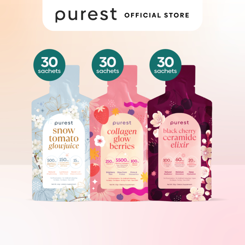 Purest Co Skin Trinity Bundle - Collagen Glow Berries x Snow Tomato ...