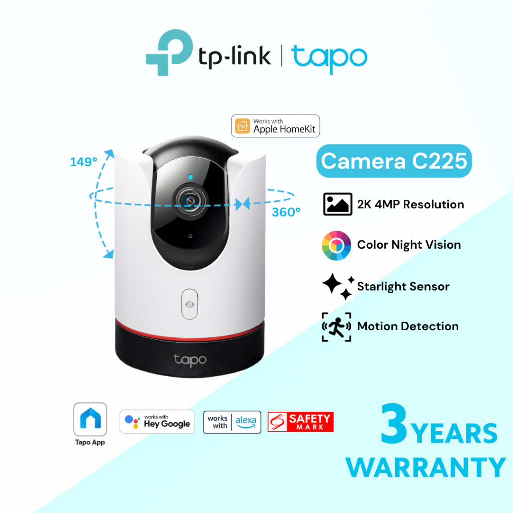 TP-Link Security AI CCTV Tapo C225 With Smart Detection & Two-Way Audio Wi-Fi 2K QHD Camera Pan ...