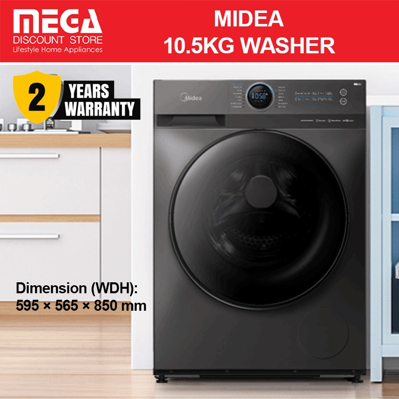 MIDEA MF200W105B 10.5KG FRONT LOAD WASHER (4 TICKS) | Shopee Singapore