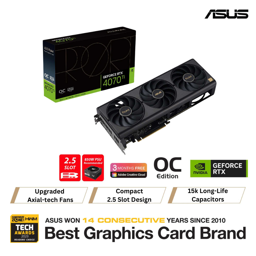 ASUS ProArt GeForce RTX™ 4070 Ti OC Edition 12GB GDDR6X Graphics Card ...