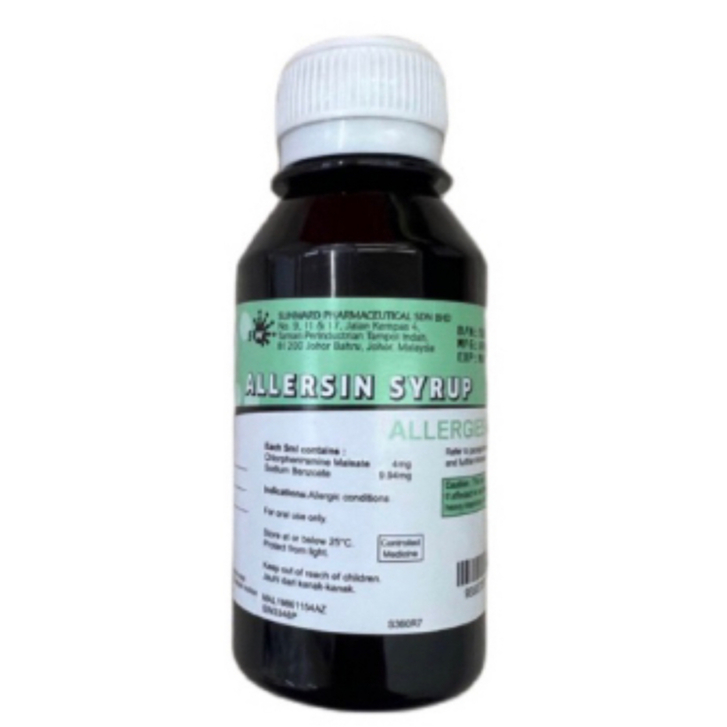 EXP 06/2026 Allersin Syrup 120ml/ Antihistamine Syrup Suitable For ...
