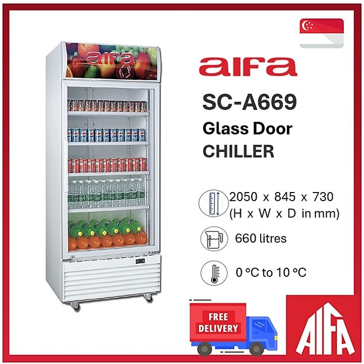 Aifa SC-A669 660 litres Glass Door Commercial Chiller | Shopee Singapore