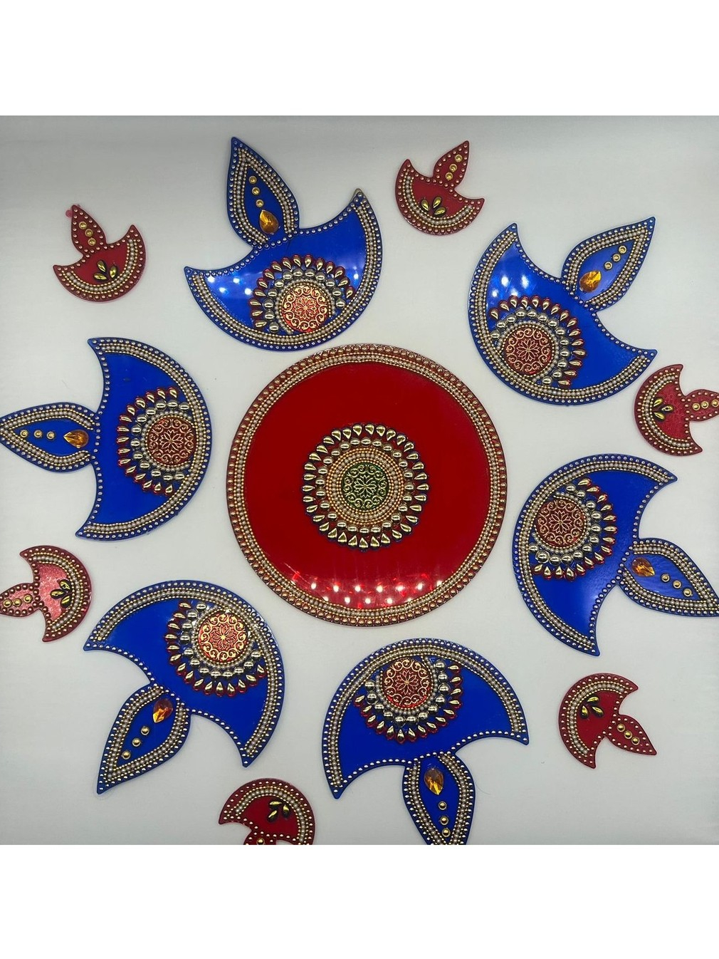 Acrylic Rangoli Diya Shape Reusable for Floor and Wall Decoration for ...