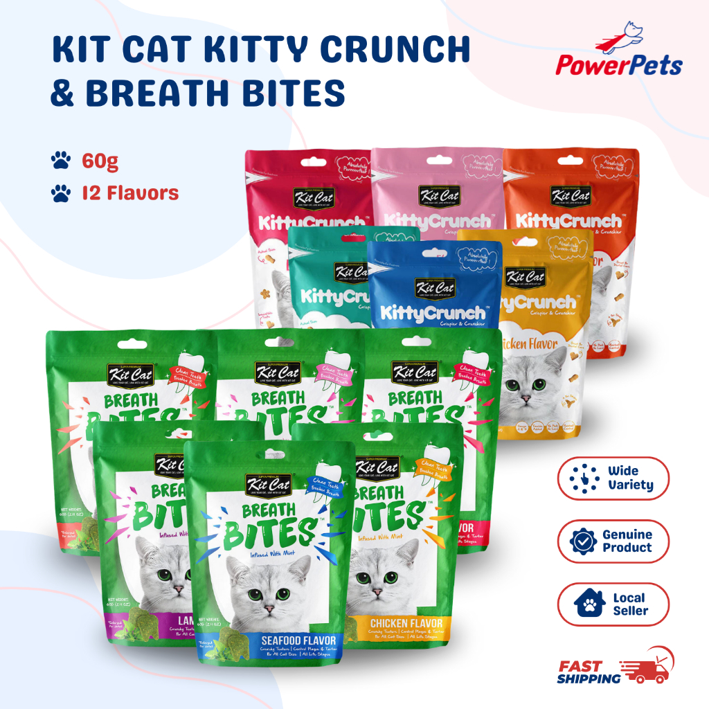Kit Cat Kitty Crunch & Breath Bites 60g - Tasty Flavors, Crunchy Cat ...