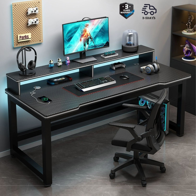 [ SG ]Carbon Fibre Computer Table Study Table Desk With Monitor Stand ...