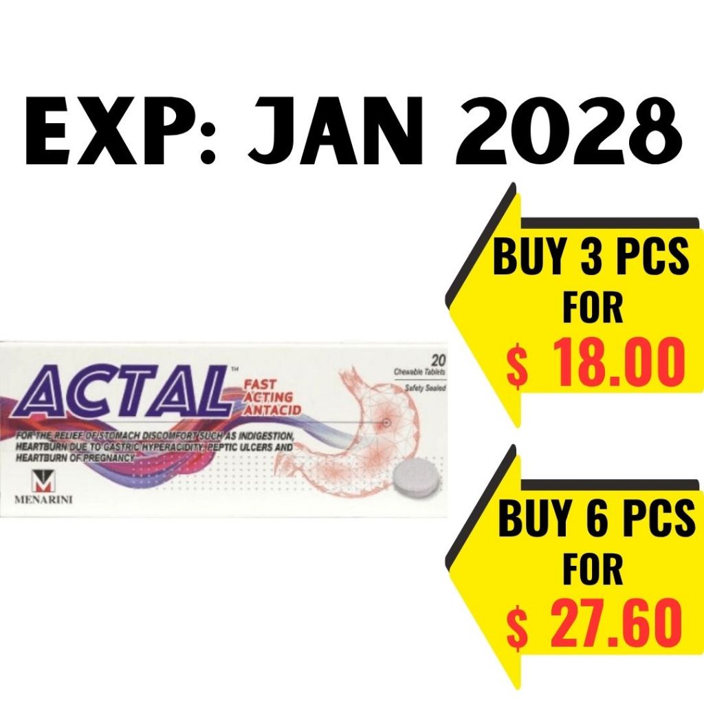 Actal Tab 20s Gastric Pain Heartburn Acid Indigestion Gaviscon Magtasil ...