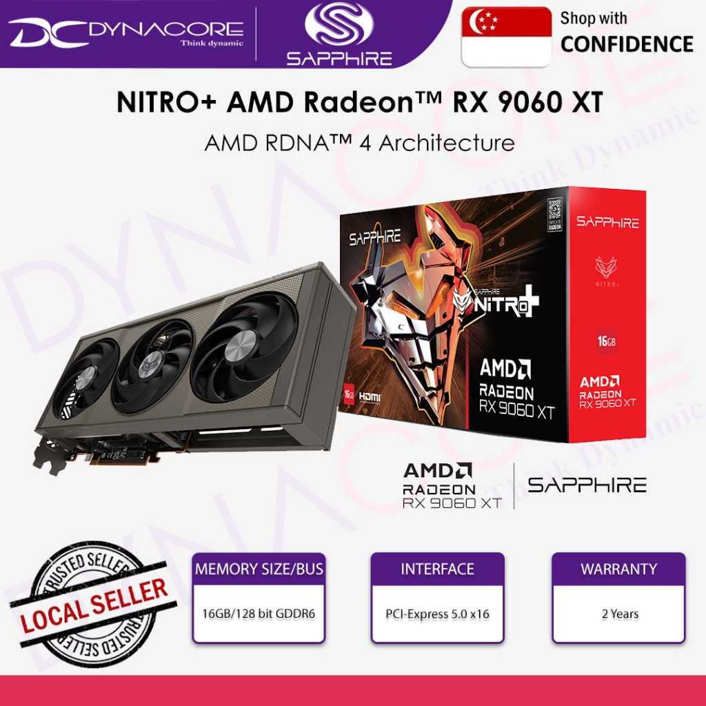SAPPHIRE NITRO+ AMD RADEON RX9060XT GAMING 16GB TRIPLE FAN GPU GDDR6 ...