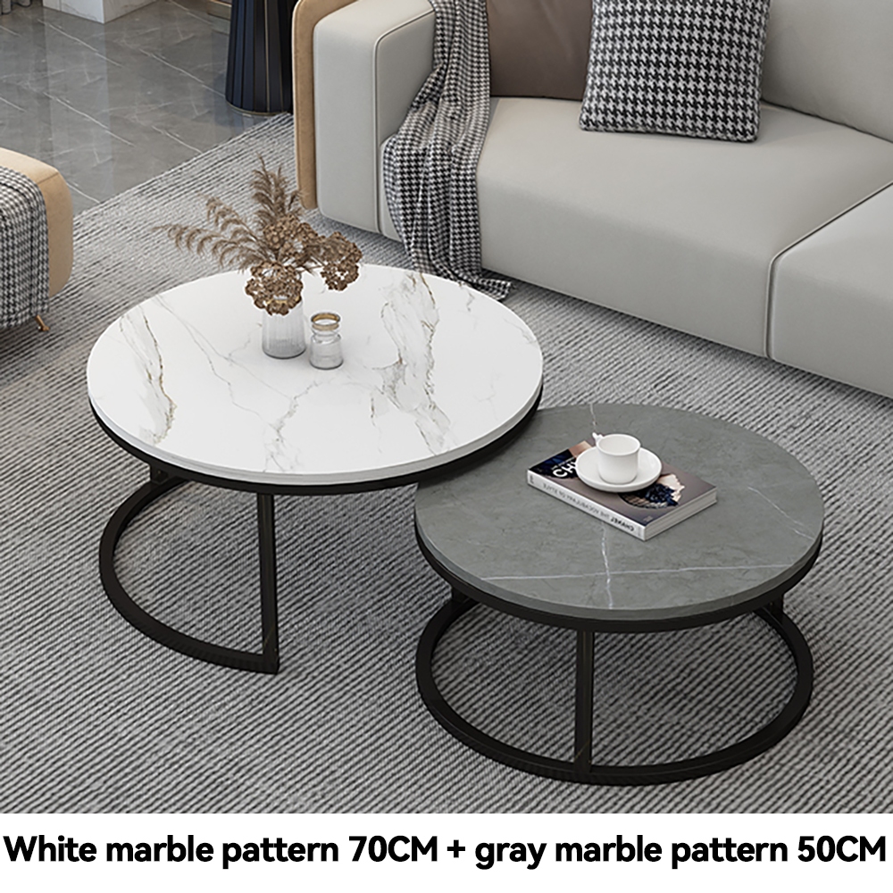 🔥SG STOCK🔥 50CM+70CM Double Round Coffee Table Set of 2, Modern Accent ...