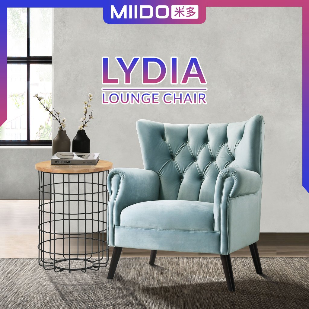 FREE DELIVERY & INSTALLATION / MIIDO Lydia Lounge Chair (Aqua/Grey ...