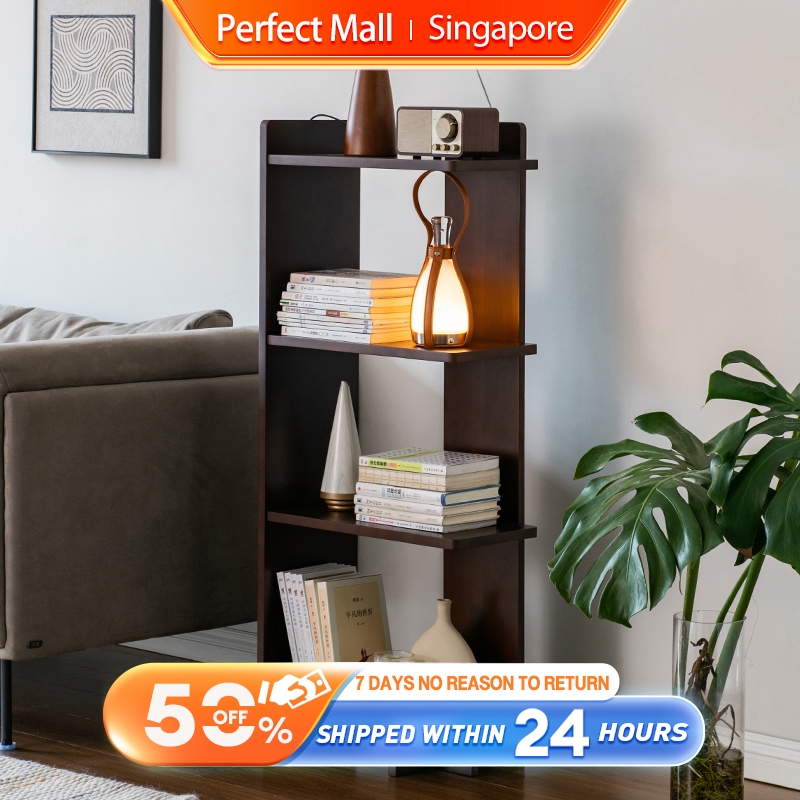 PM Wooden Book Shelf Floor-Standing Corner Book Storage Rack Shelves ...