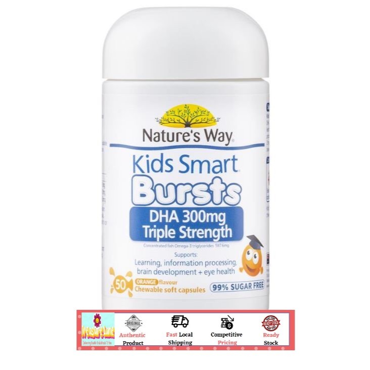Nature's Way Kids Smart Bursts DHA 300mg Triple Strength 50 Soft ...