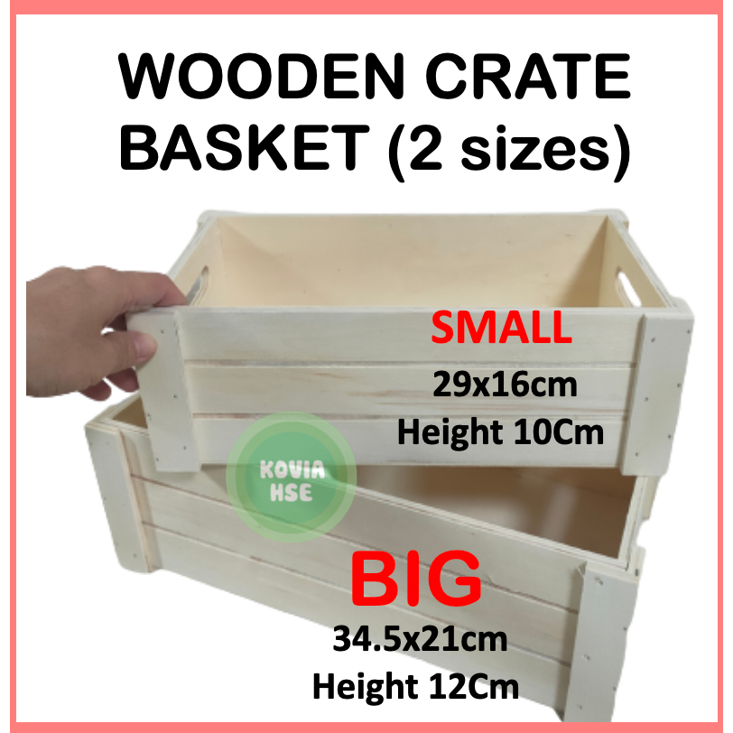 1-PC STURDY WOODEN CRATE WITH SIDE HOLE HANDLES - (BIG or SMALL ...