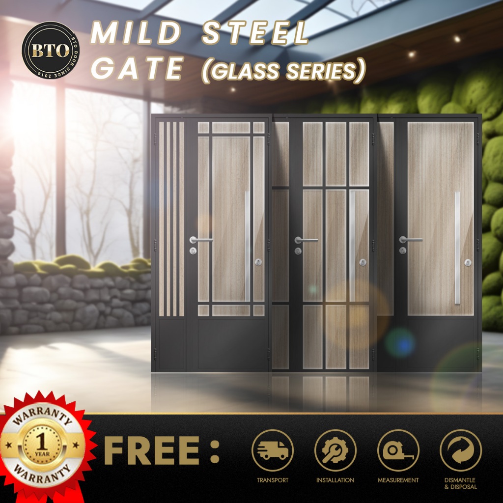 Mild Steel Main Gate, HDB Gate, BTO Resale Gate, Glass Gate Designs ...
